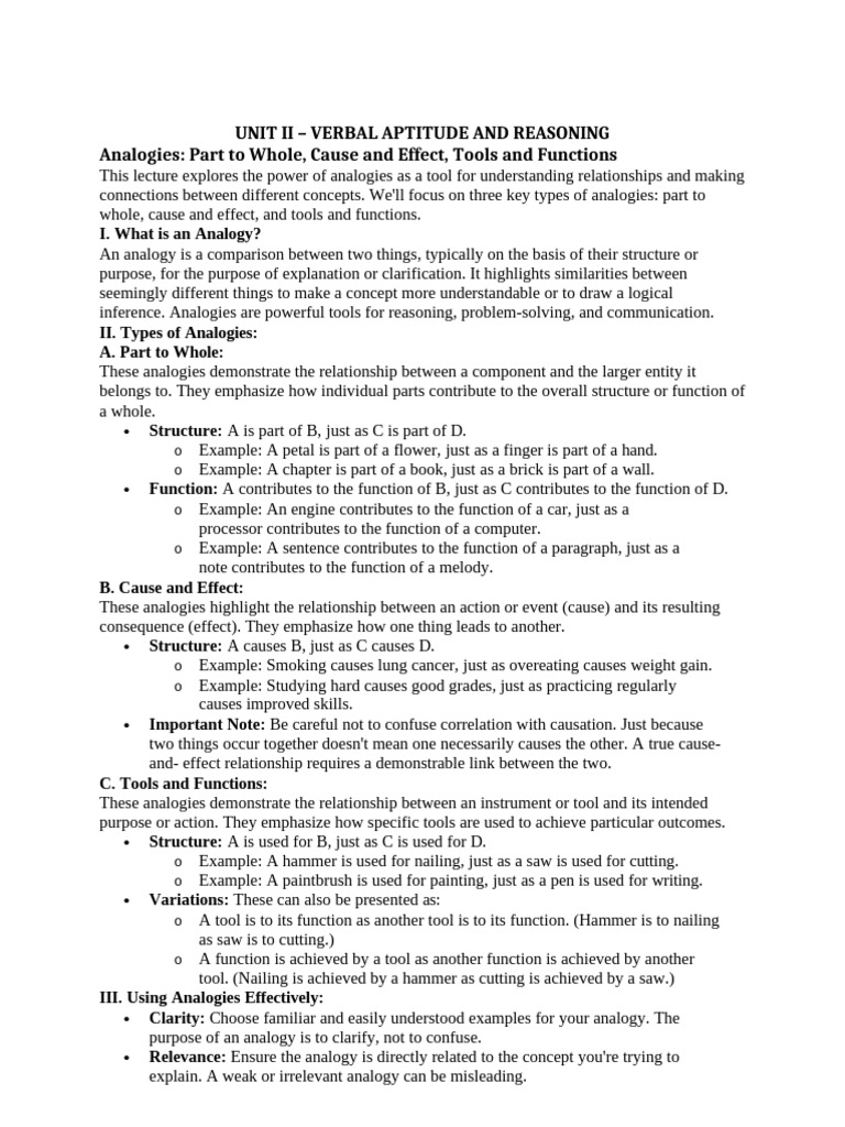 Unit-II Verbal Aptitude and Reasoning | PDF | Logic | Logical Consequence