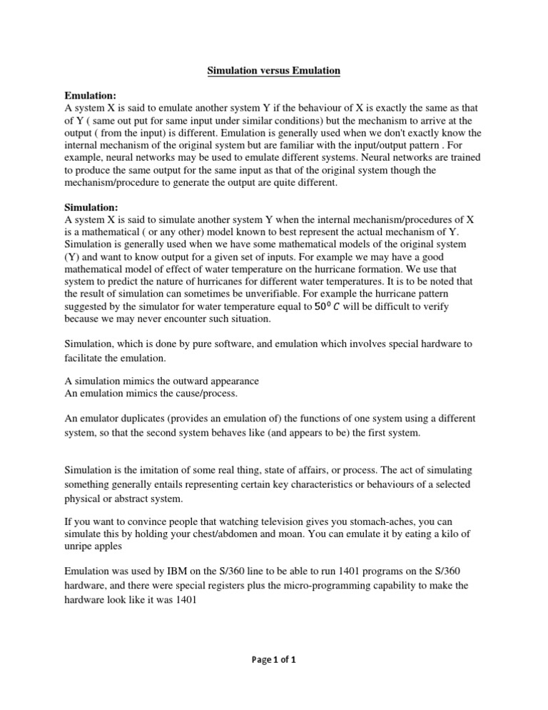 Simulation Vs Emulation | PDF | Emulator | Simulation