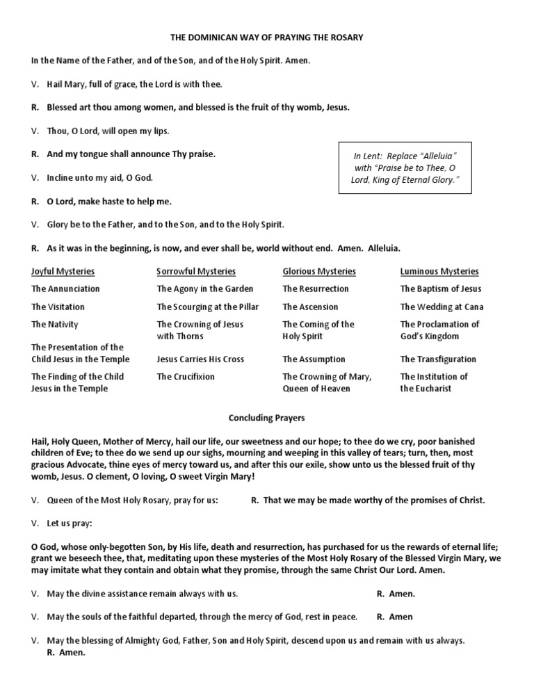 The Dominican Way of Praying the Rosary | Rosary | Christian Behaviour ...