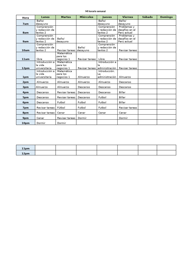 Mi Horario | PDF