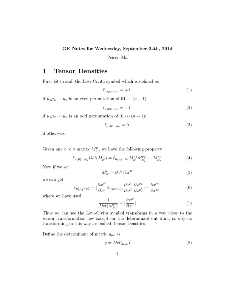 1 Tensor Densities | PDF | Differential Topology | Algebra