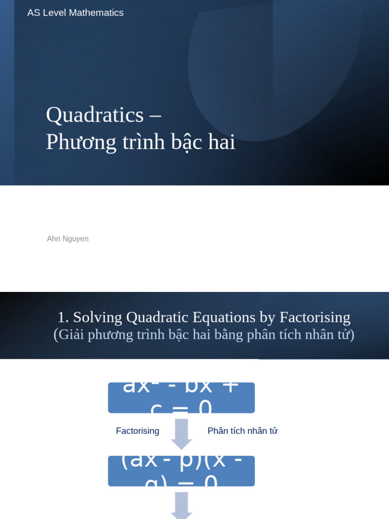 Quadratics - AS - Level | PDF