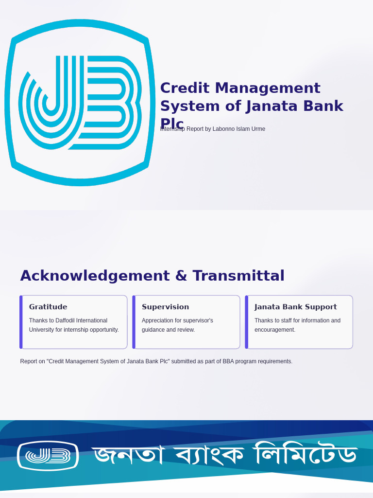 Janata Bank PLC Credit Management Report | PDF | Banks | Credit