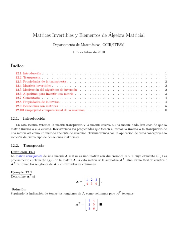 Matriz Invertible | PDF | Matriz (Matemáticas) | Funciones y mapeos