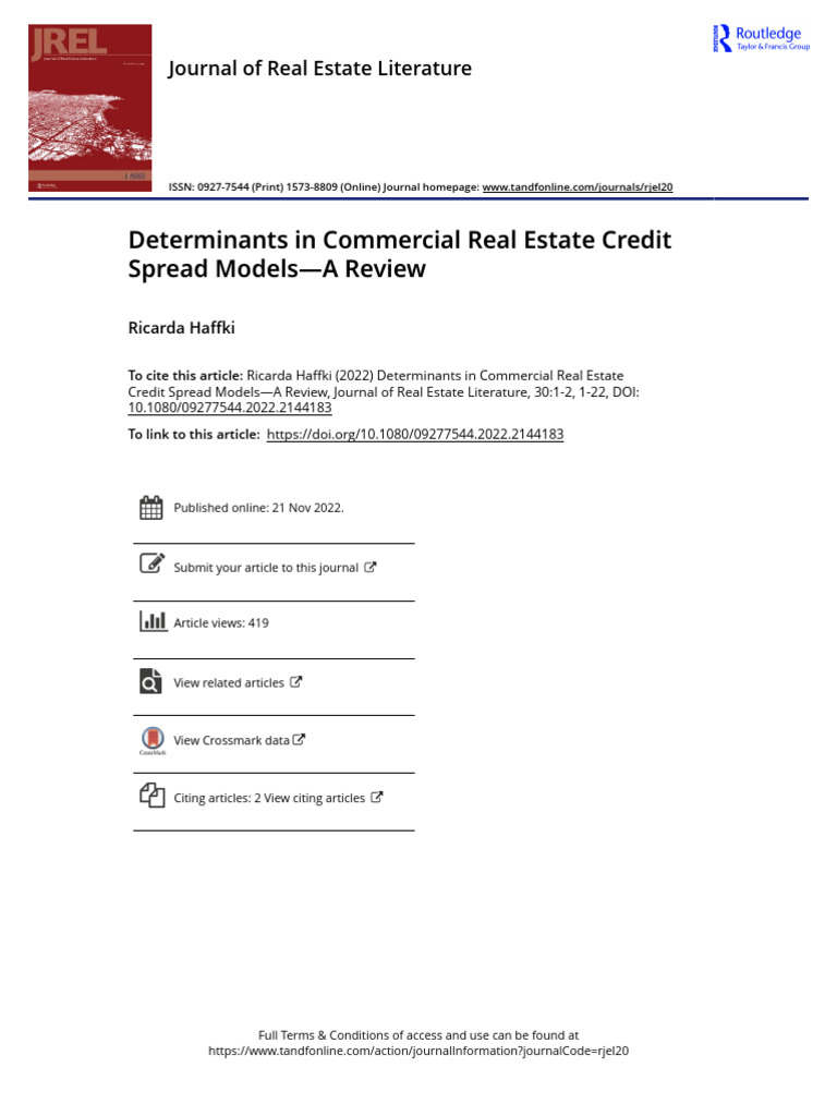 01-Determinants in Commercial Real Estate Credit Spread Models - A ...