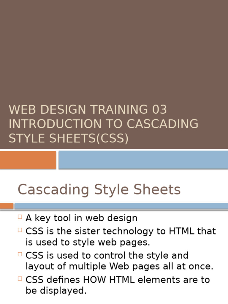 Web Design Training 03 Introduction To Cascading Style Sheets (CSS) | PDF | Html Element | Html