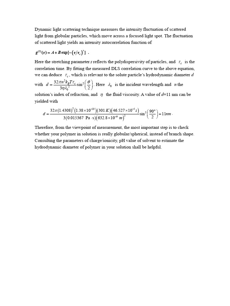 Dynamic Light Scattering for Polymer Analysis | PDF