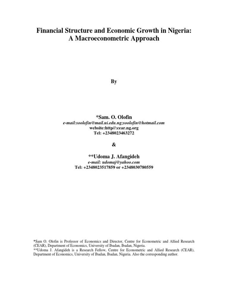 Financial Structure of Nigerian Economy | PDF | Economic Growth | Gross ...