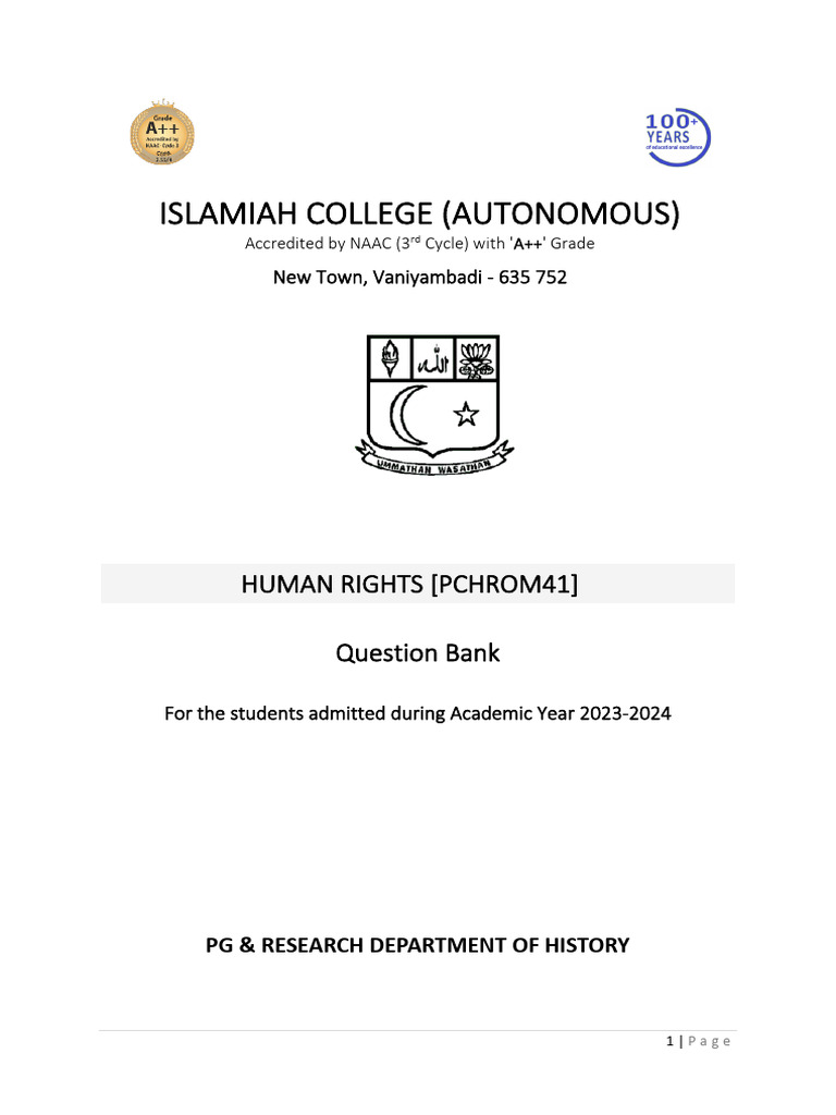 Human Rights - Question Bank | PDF | Amnesty International | United ...