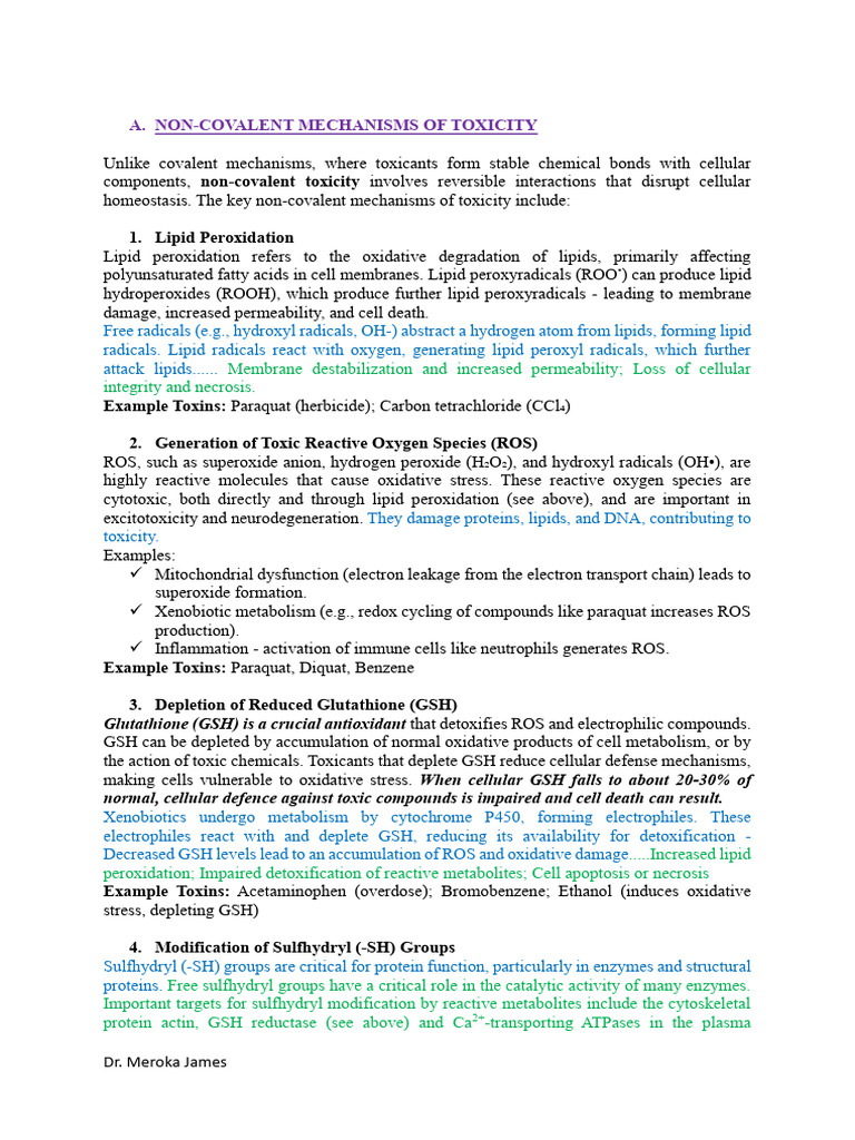 General Mechanisms of Toxicity-Notes | PDF | Reactive Oxygen Species ...