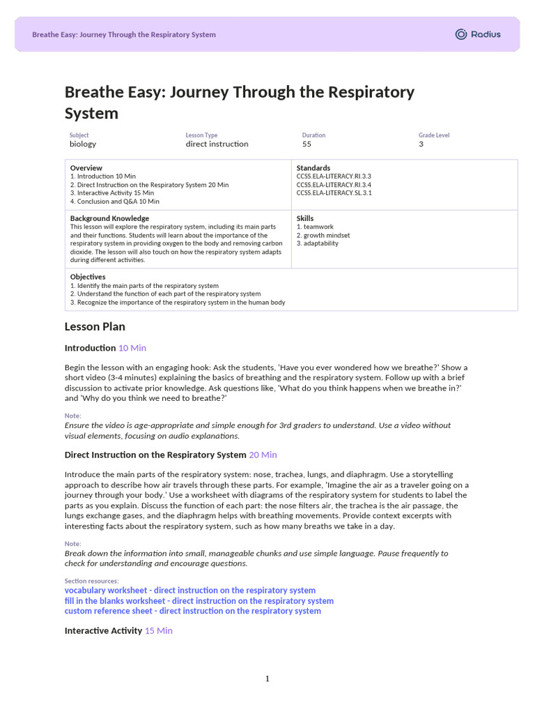 Explore the Respiratory System for Kids | PDF | Respiratory System ...