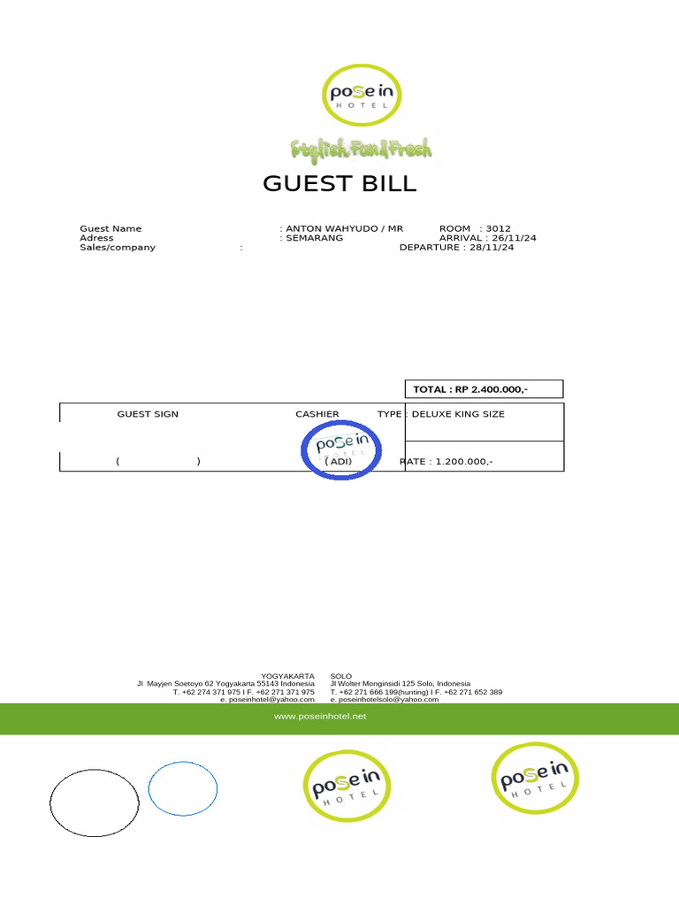 Guest Bill Hotel Pose in | PDF
