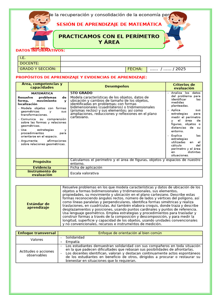 Ses-mierc-mat-practicamos Con El Perímetro y Área (1) | PDF | Geometría