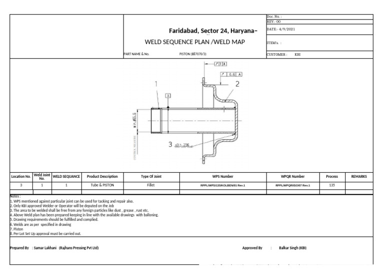 Weld Sequence Plan for Piston B87070/3 | PDF