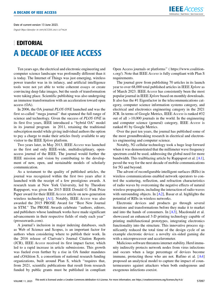 IEEE Access: A Decade of Innovation | PDF | Radio | Wireless