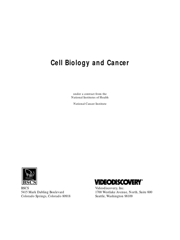 Cell Biology and Cancer NIH National Cancer Institute 1999 | PDF ...