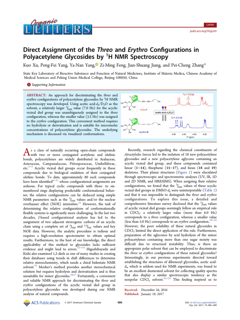 Jiang Et Al 2017 Direct Assignment of The Threo and Erythro ...