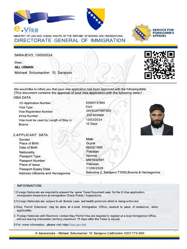 E-Visa Bosnia and Herzegovina | PDF