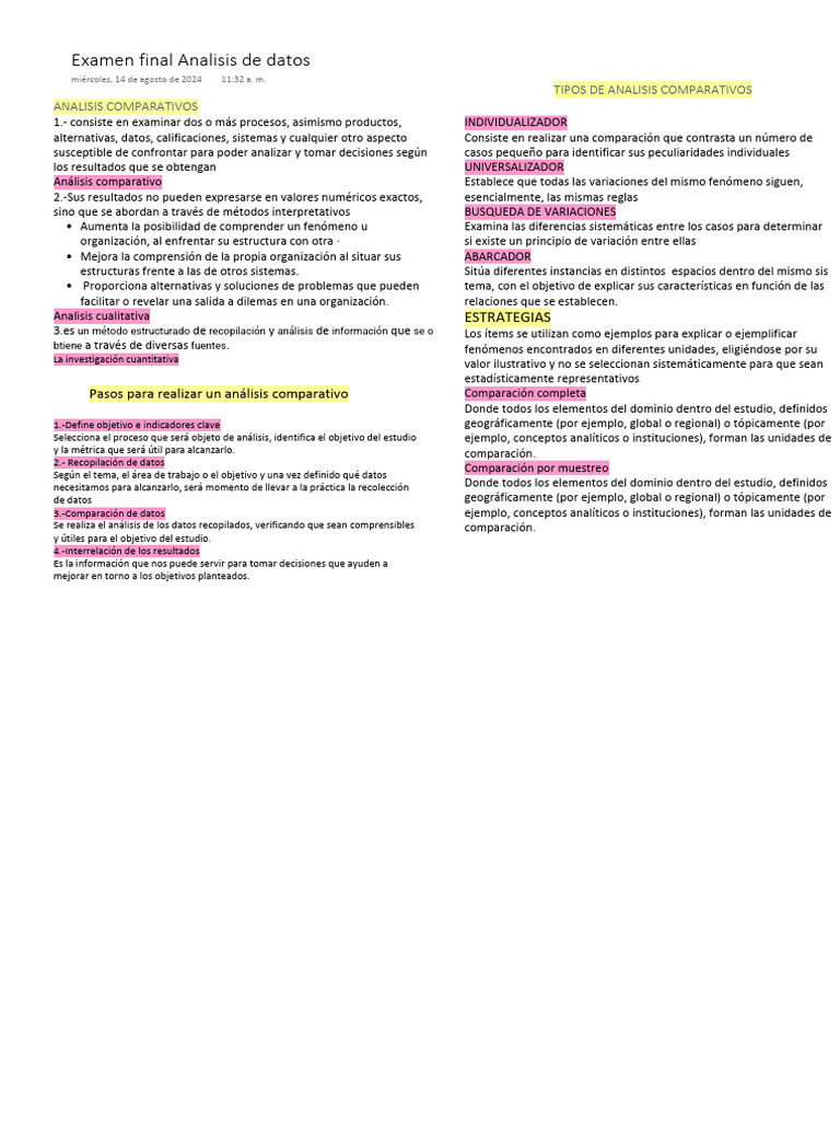 Análisis Comparativo: Métodos y Estrategias | PDF