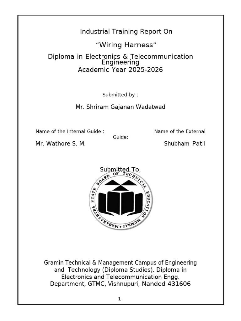 Dhoot Transmission Internship Report Shriram | PDF | Electrical Connector | Electrical Wiring
