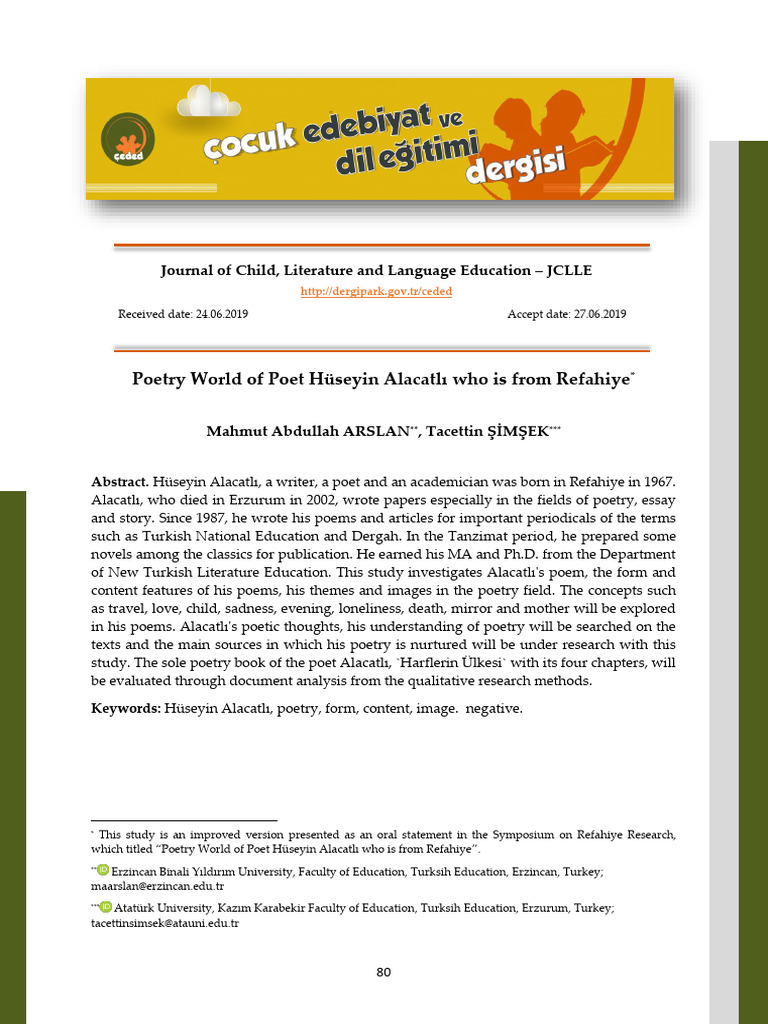 Refahiyeli Air H Seyin Alacatl N N Iir D Nyas ( | PDF