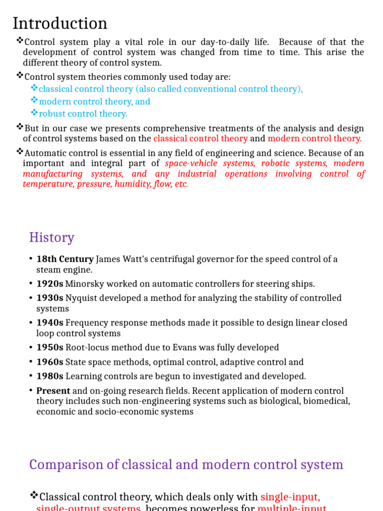 Lecture 1 - Intro To Control Systems | PDF | Control Theory | Feedback