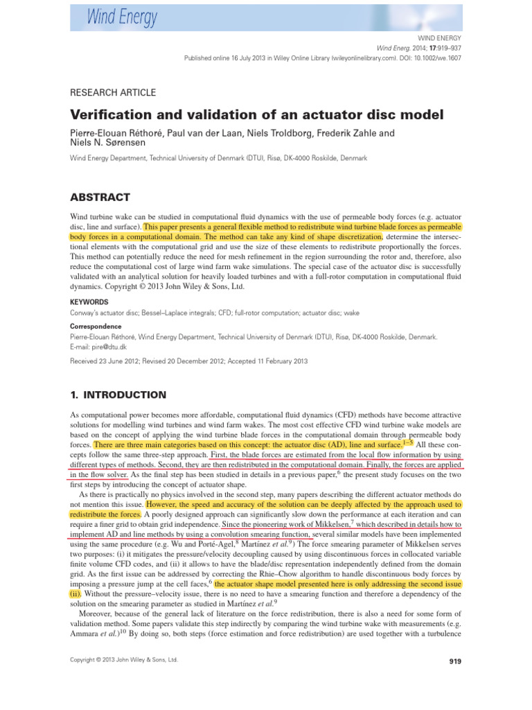 Wind Energy - 2013 - Réthoré - Verification and Validation of An ...
