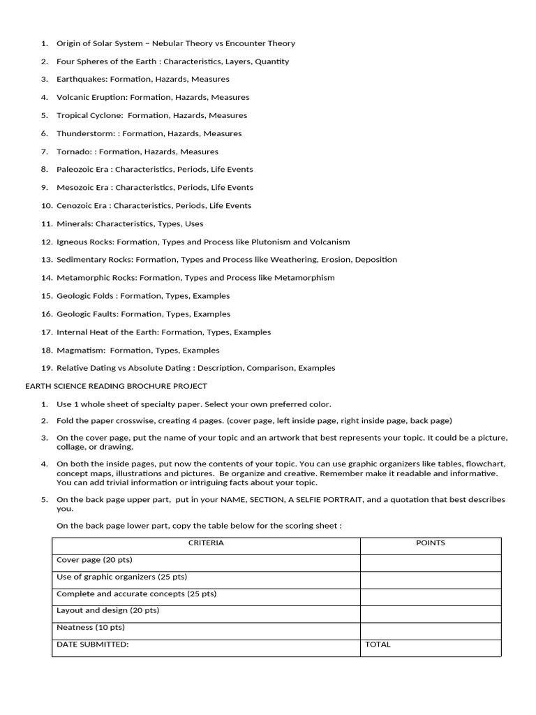 Earth Science Brochure Project | PDF | Geological Formation | Geology