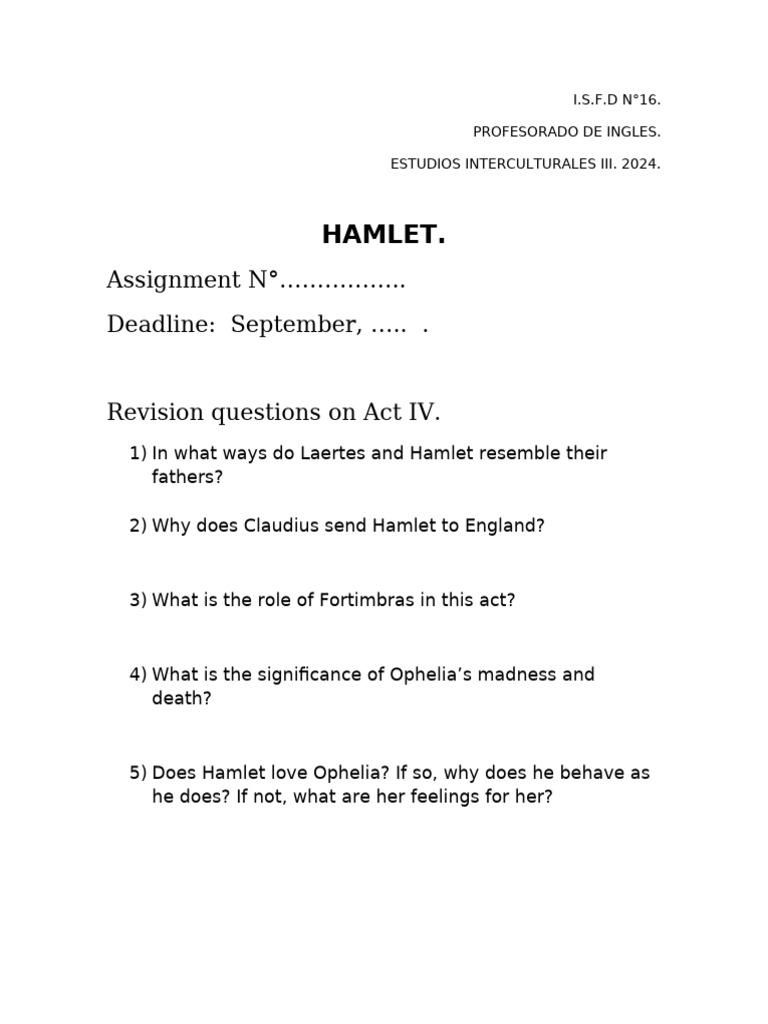 Hamlet Act 4 | PDF