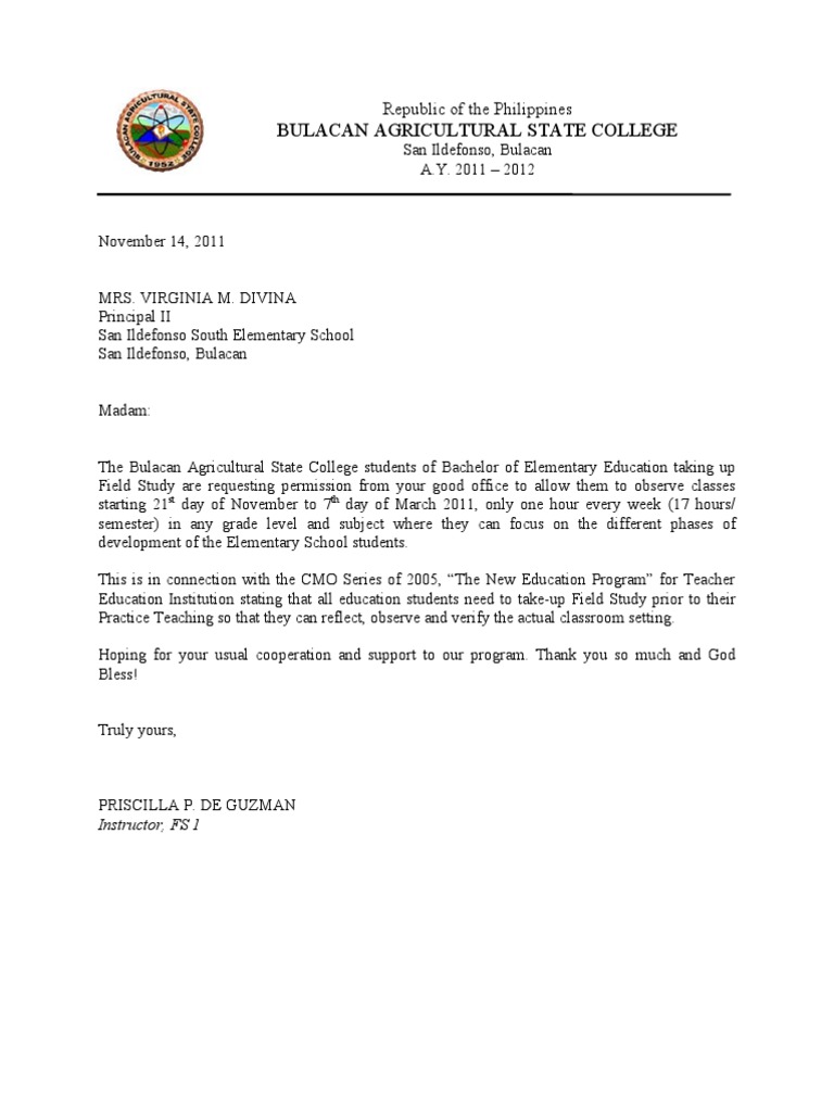 Field Study Letter | PDF | Social Science