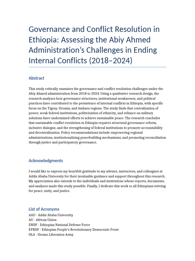 Esubalew Tarekegn Research Paper 2025 | PDF | Ethiopia