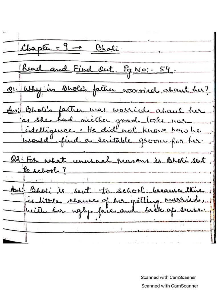Class 10 QA of Bholi | PDF