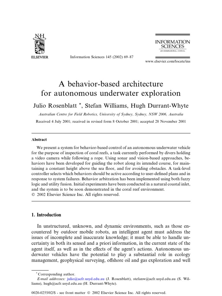 A Behavior-Based Architecture | PDF | Sonar | Image Scanner