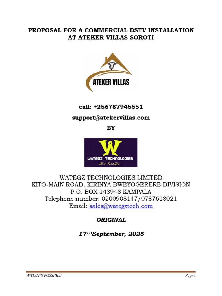 Ateker Villa-Dstv Distribution Proposal-1 | PDF | Satellite Television | Television