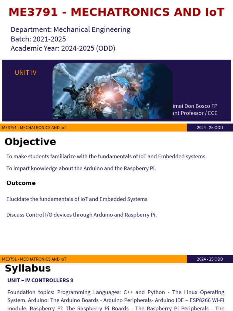 Mechatronics and IoT Course Syllabus | PDF | Computer File | Filename