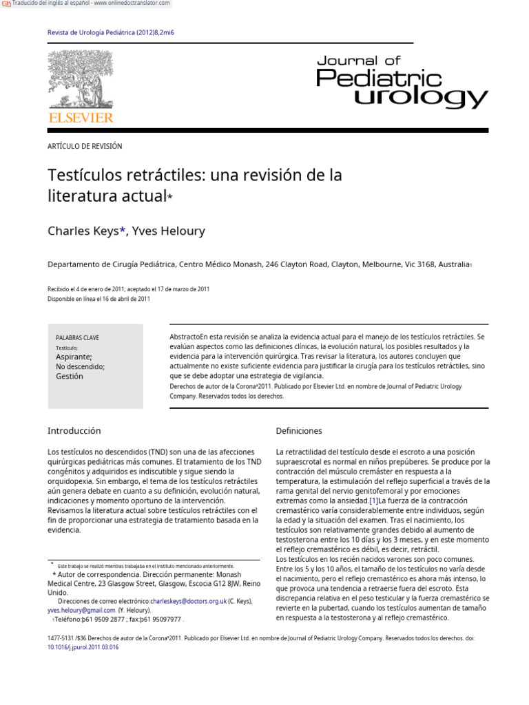 Manejo de testículos retráctiles en niños | PDF | Testículo | Fertilidad