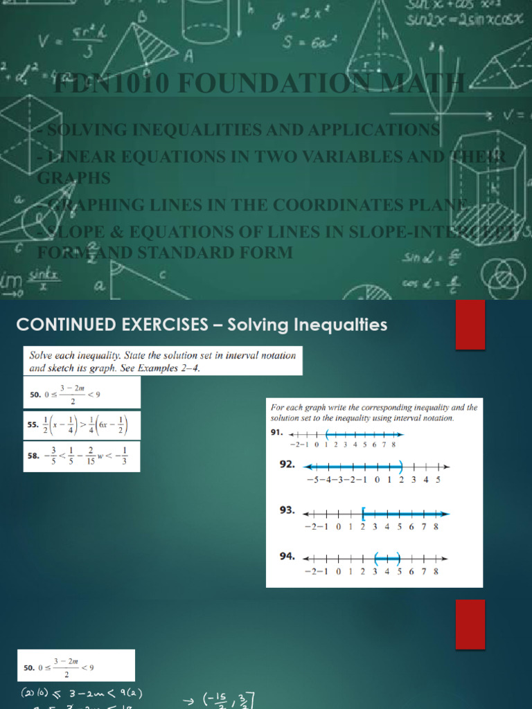 L7 - More Practices Solving Inequalities Applications Graphing Linear ...