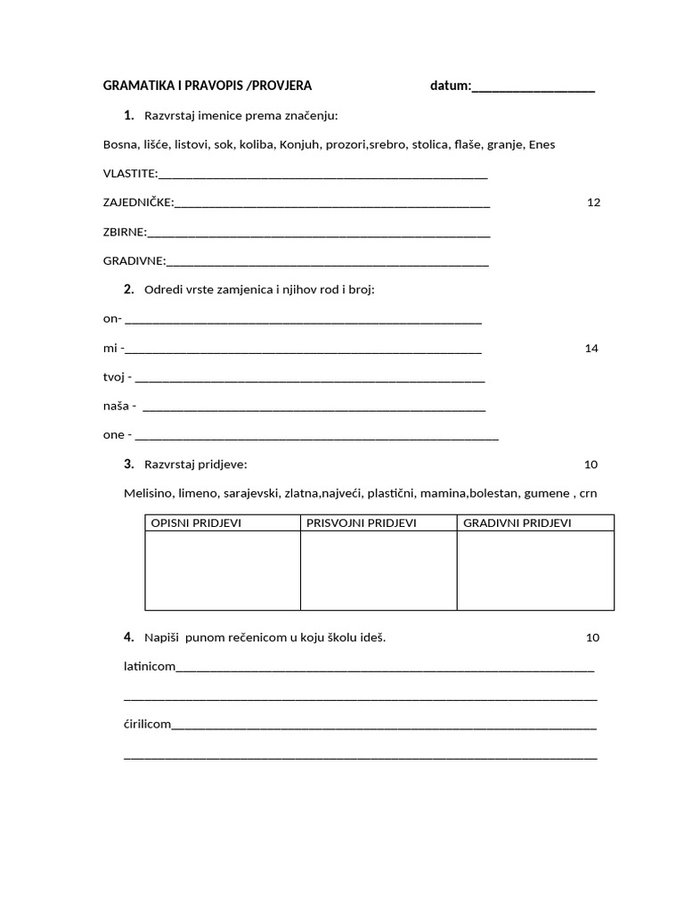 Gramatika I Pravopis 4.r. | PDF