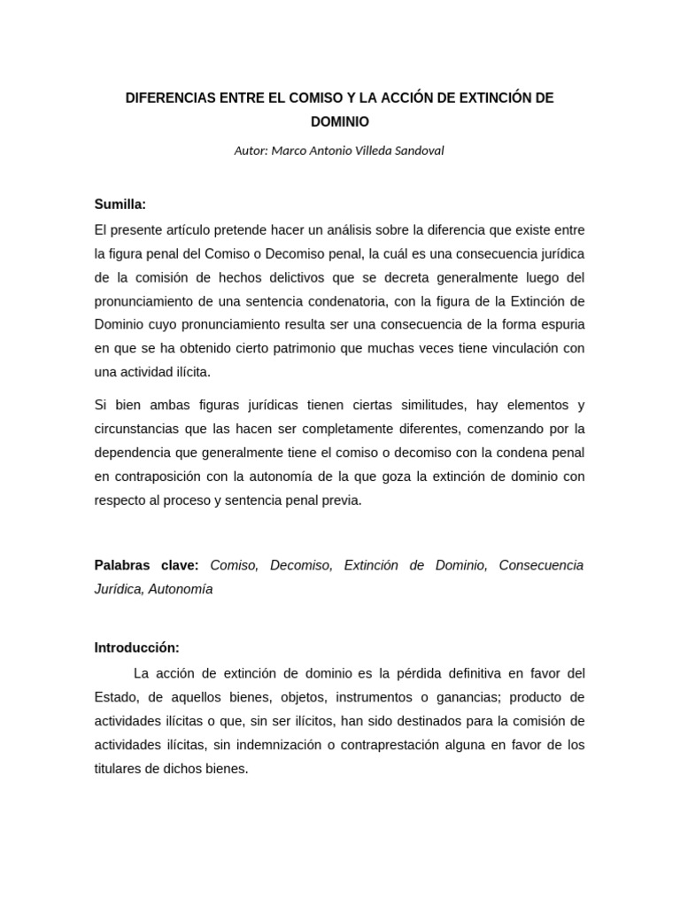 Comiso vs. Extinción de Dominio: Claves | PDF | Propiedad | Castigos