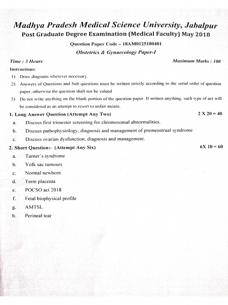 PG Obs and Gyn | PDF