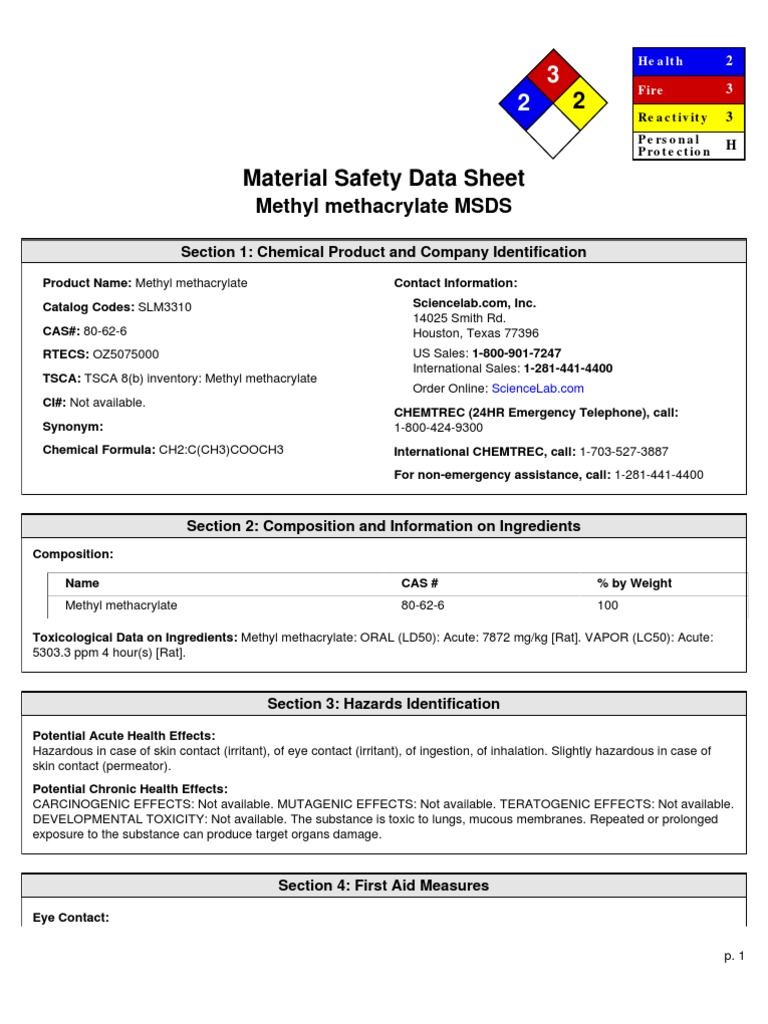 Msds 1 | PDF | Toxicity | Flammability