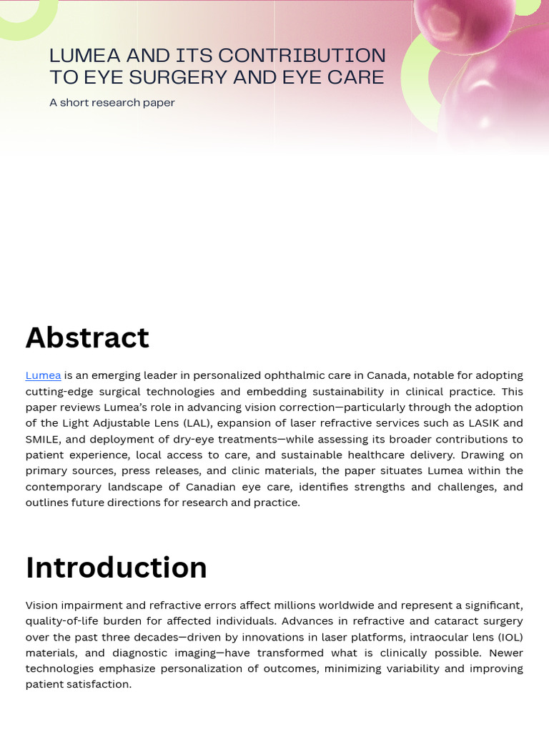 Lumea and Its Contribution To Eye Surgery and Eye Care | PDF | Human Eye | Ophthalmology