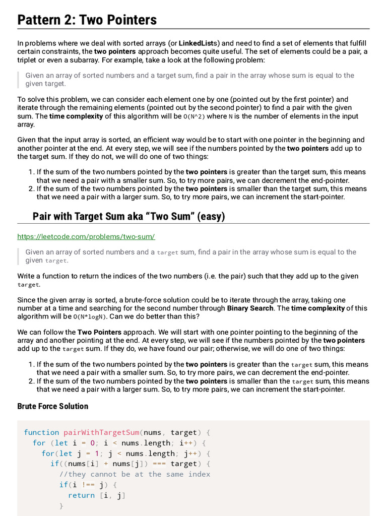 Pattern 02 - Two Pointers (Markor) | PDF | Time Complexity | Algorithms ...