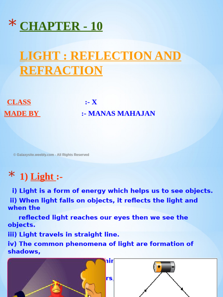 10 Light Reflection and Refraction | PDF | Sphere | Mirror