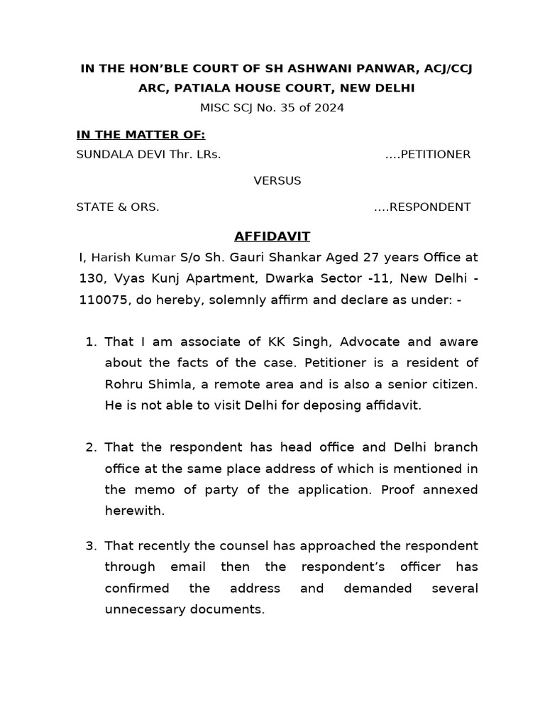 Affidavit For Verification of Address | PDF