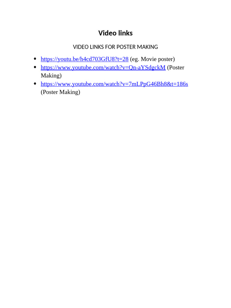 Video Links - POSTERS | PDF