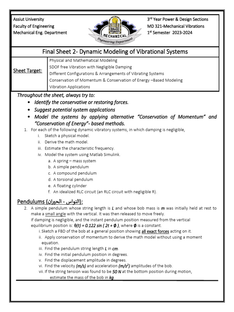 Dynamic Modeling of Vibrational Systems | PDF | Inductor | Oscillation