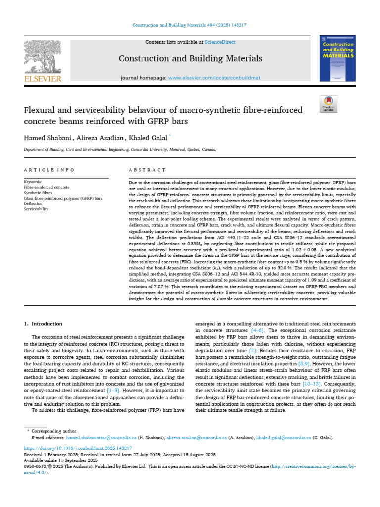 Analysis of The Shear Behavior of GFRP Reinforced Concrete Beams ...