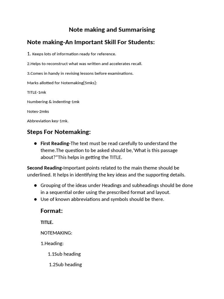 1.note Making - Steps | PDF