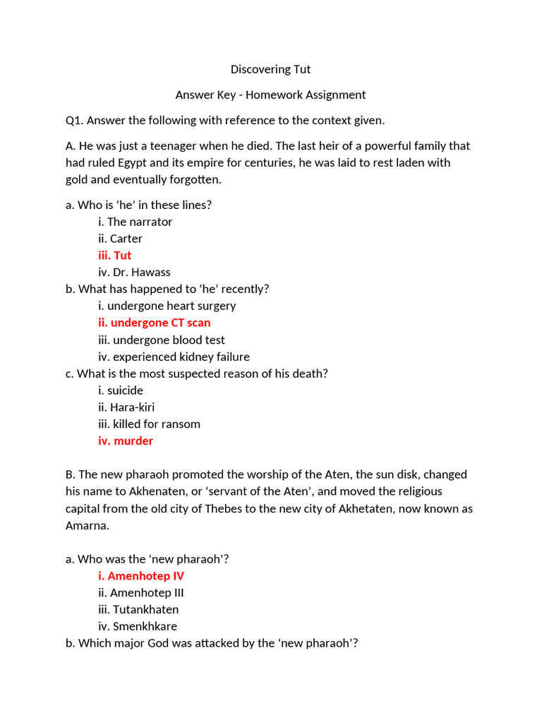 Discovering Tut - AK Assignments | PDF | Akhenaten | Tutankhamun